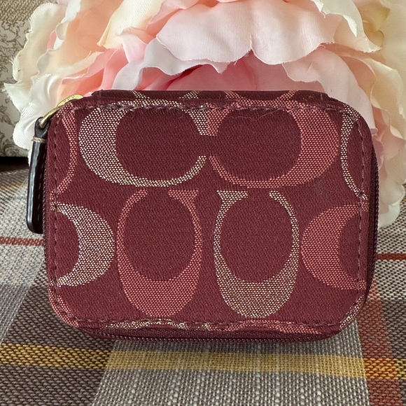 Coach | Bags | Coach Maroon Monogram Pill Case Weekly Medicinevitamin ...